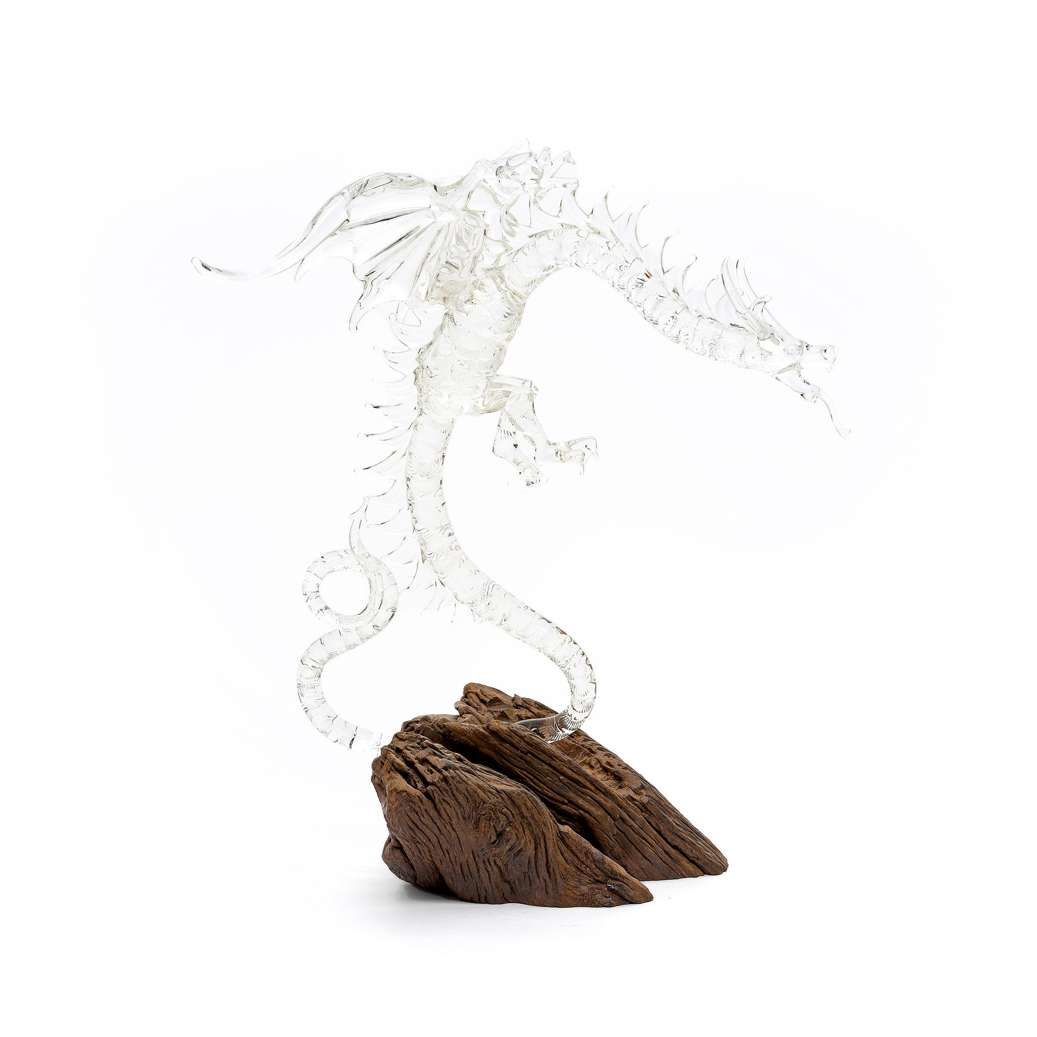 Exquisite Crystal Dragon Figurine with Wood Base – Regis Galerie