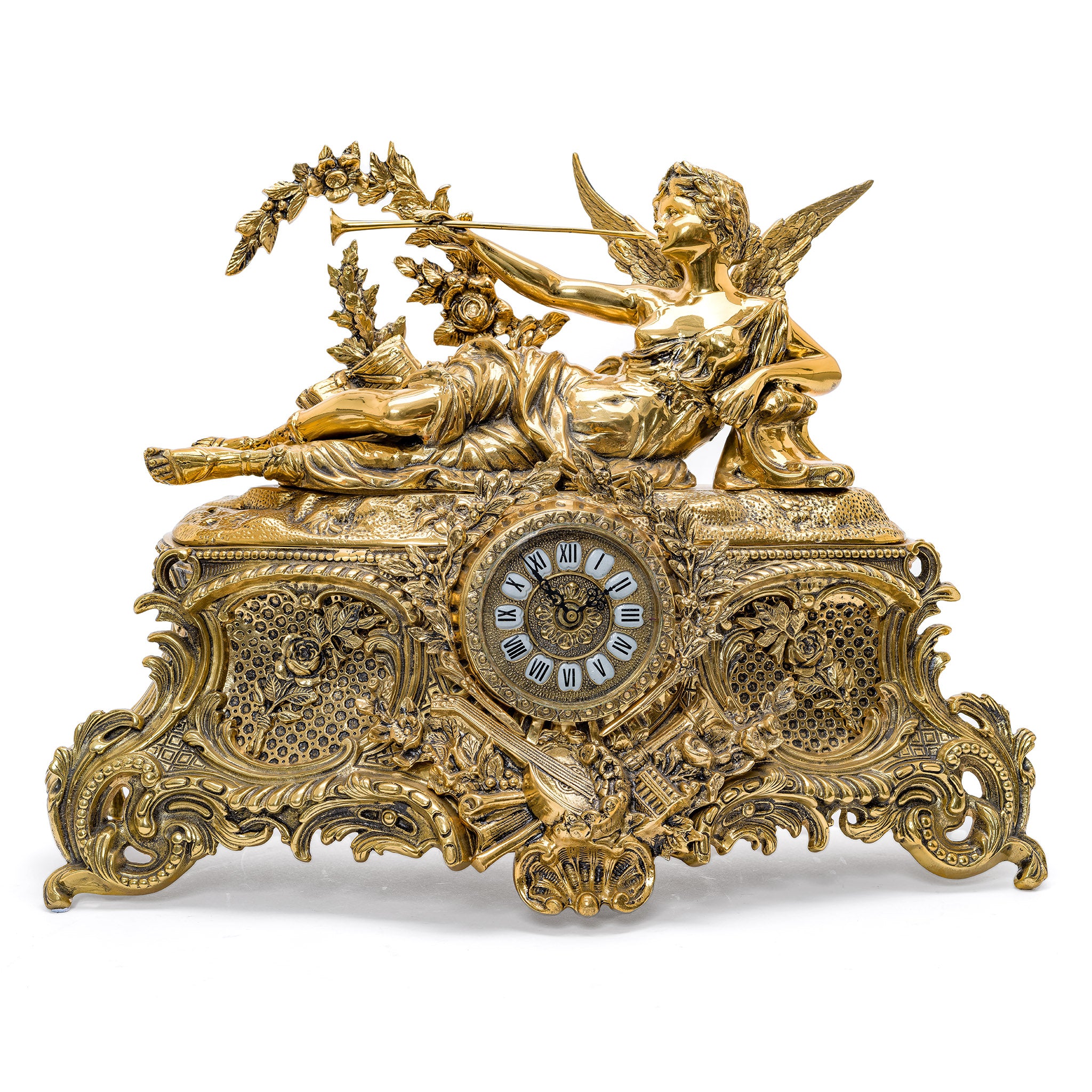 Neoclassical Gilt Bronze Clock - Exclusive Spanish Imported Timepiece ...