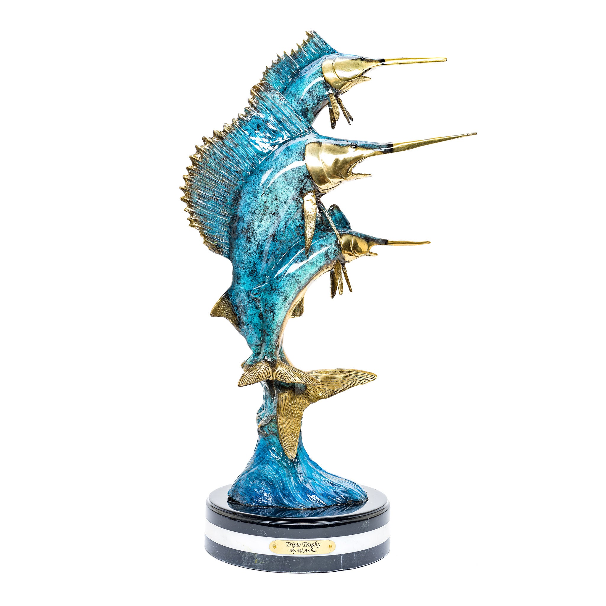 Bronze Triple Swordfish Sculpture | "Triple Trophy" – Regis Galerie