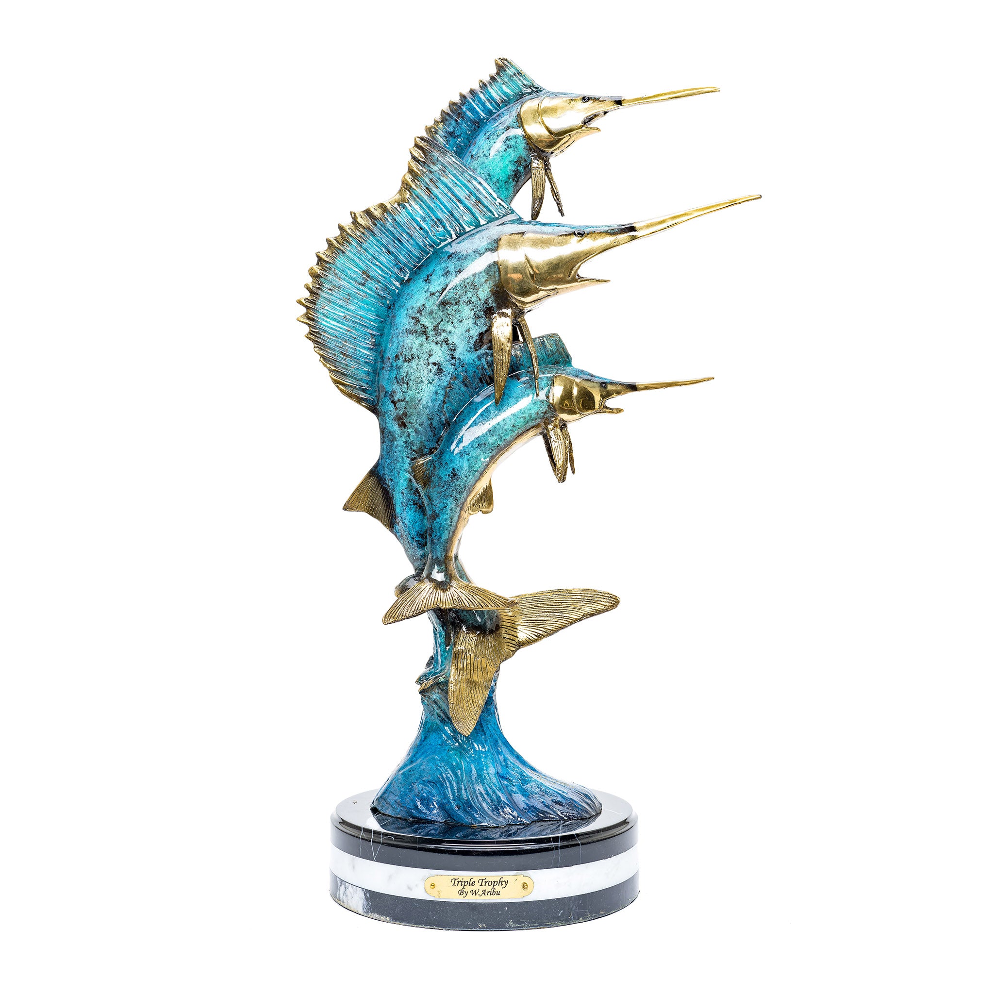 Triple Swordfish Bronze Sculpture | Ocean Trophy Art – Regis Galerie