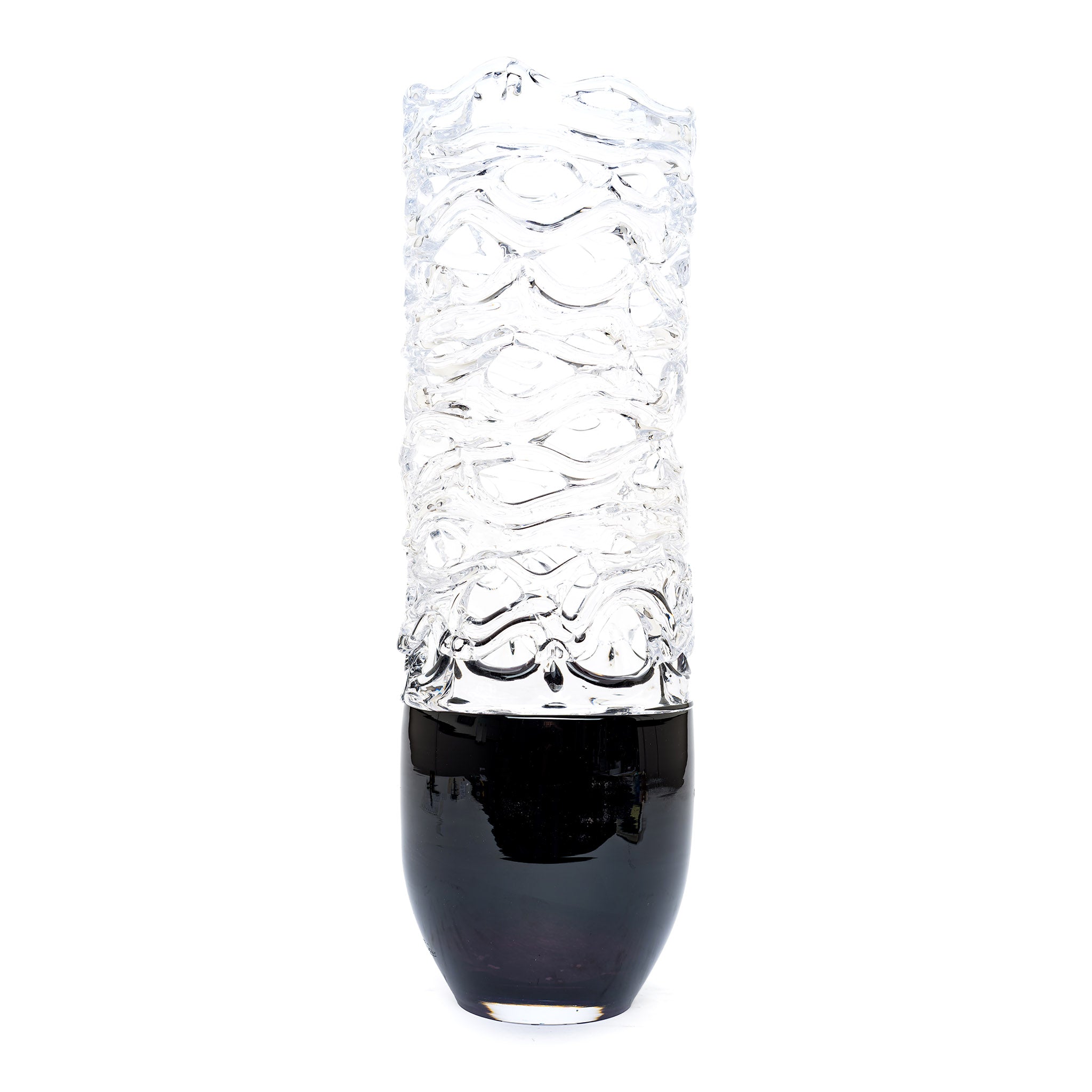 Hand-Blown Black Tamaian Glass Vase | Modern Textured Design – Regis ...