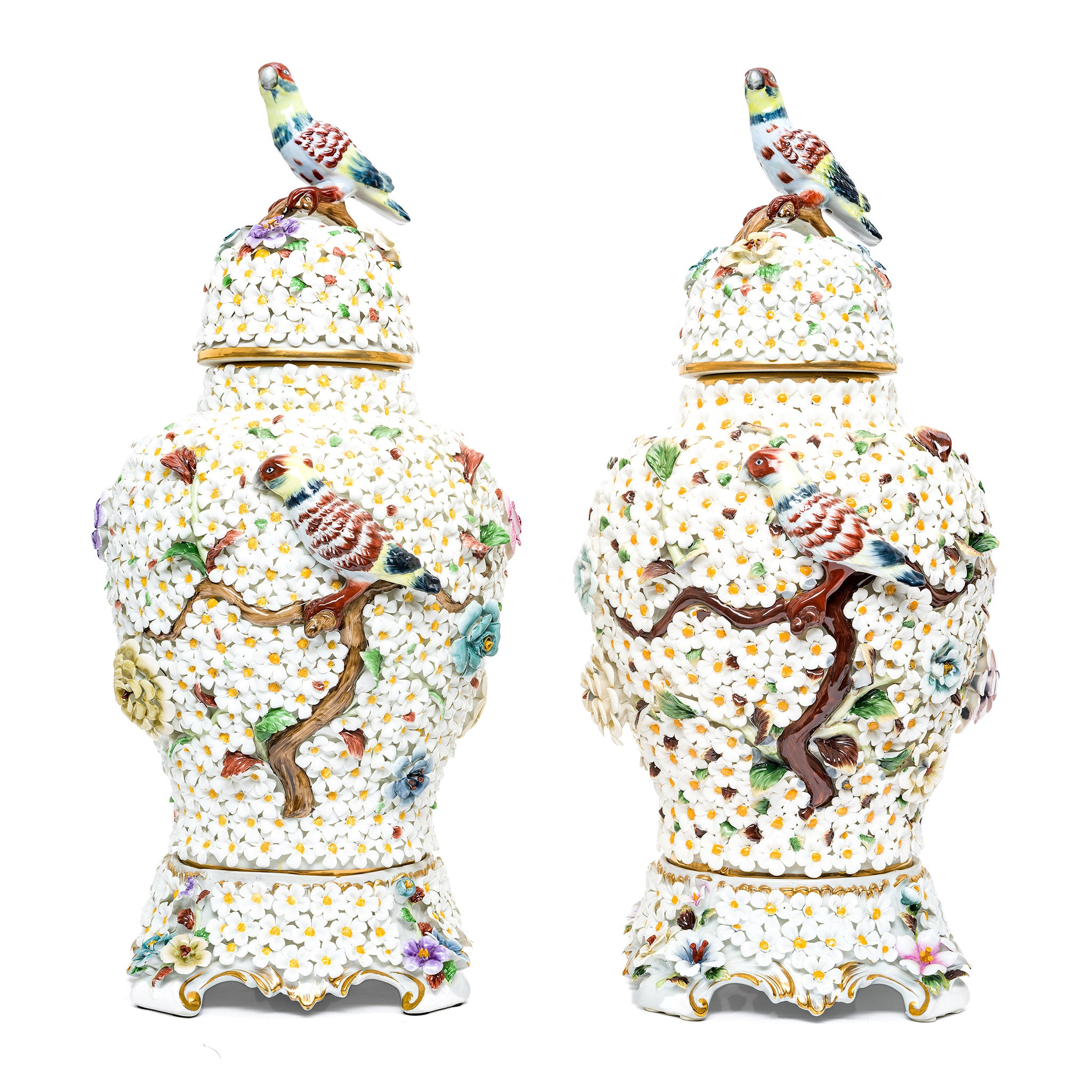 Pair of Capodimonte Millions Flowers Vases - Exquisite Porcelain Art ...