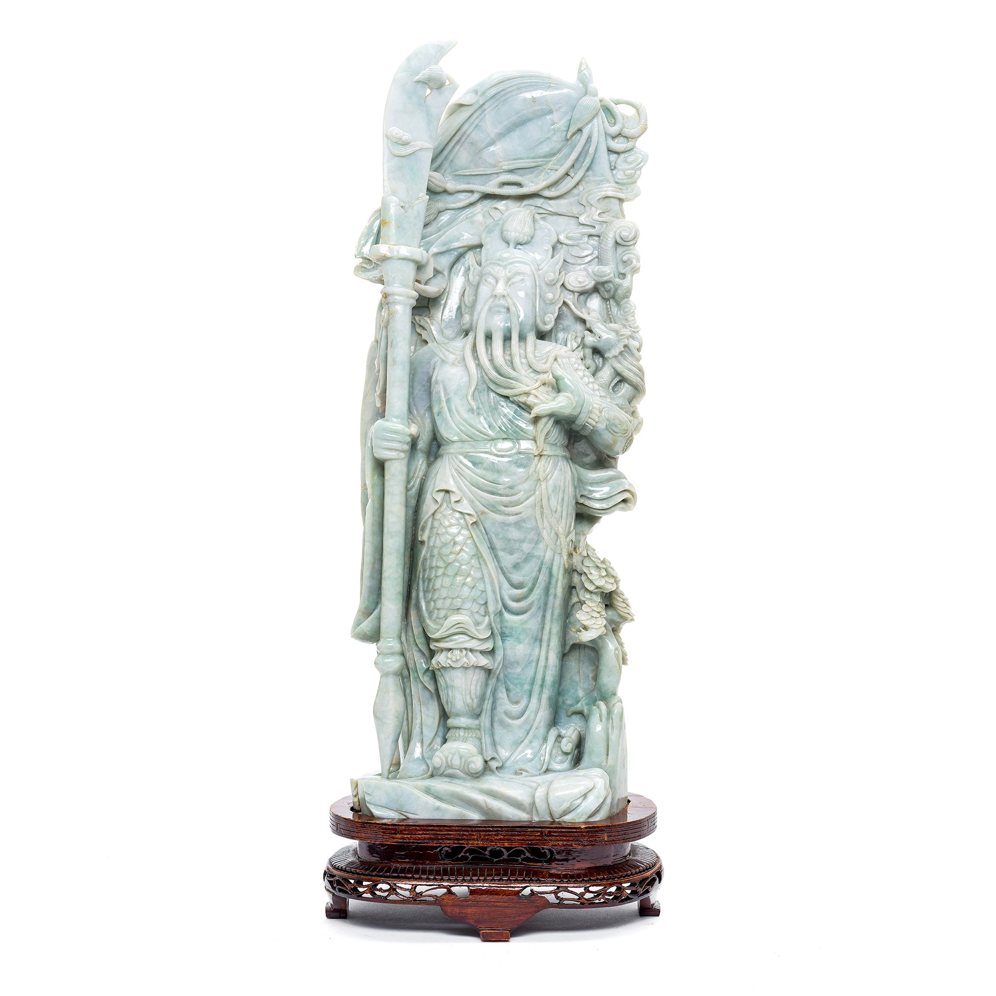 Majestic Large Jade General Statue on Wood Base – Regis Galerie