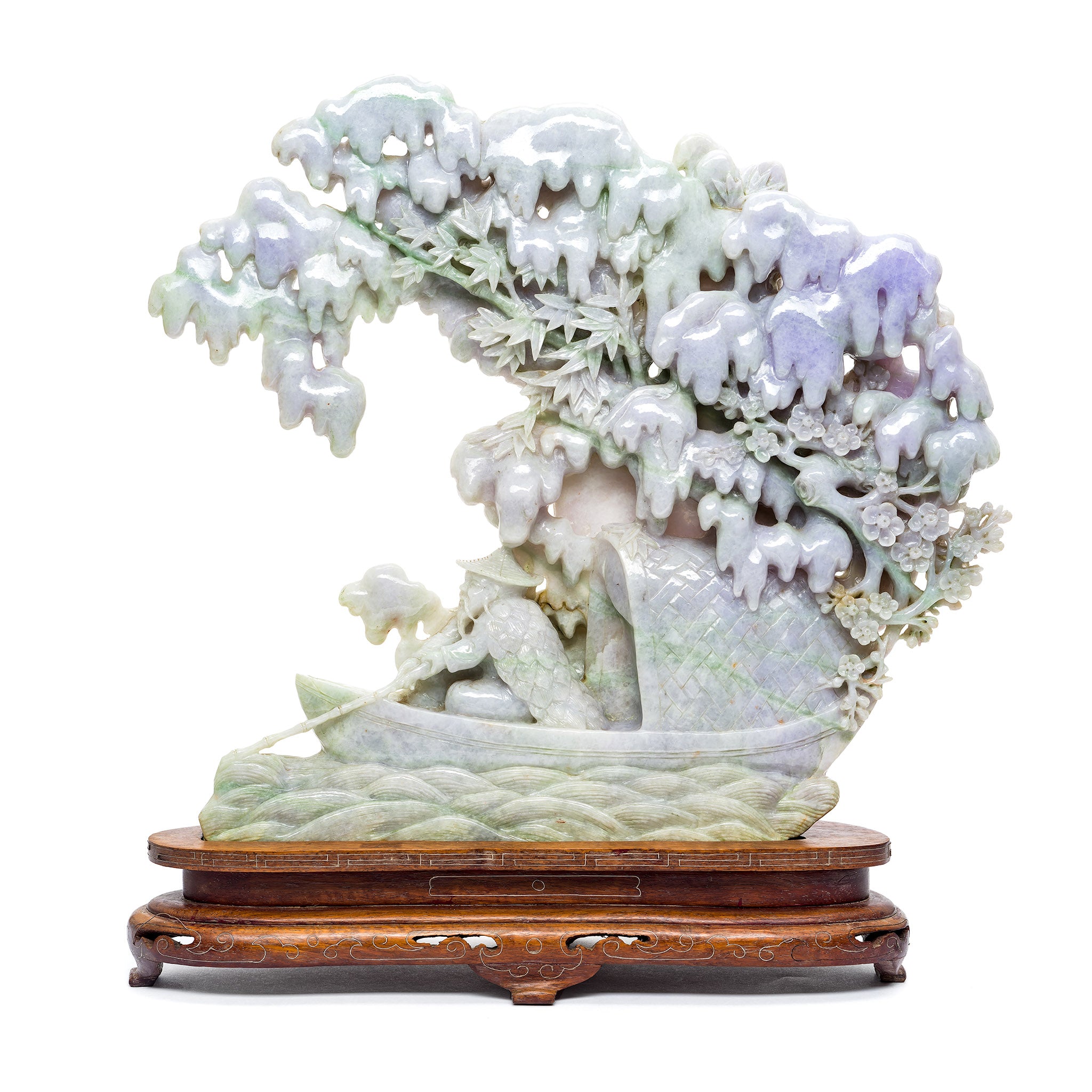 Lavender Jade Fisherman Statue on Wood Base – Regis Galerie