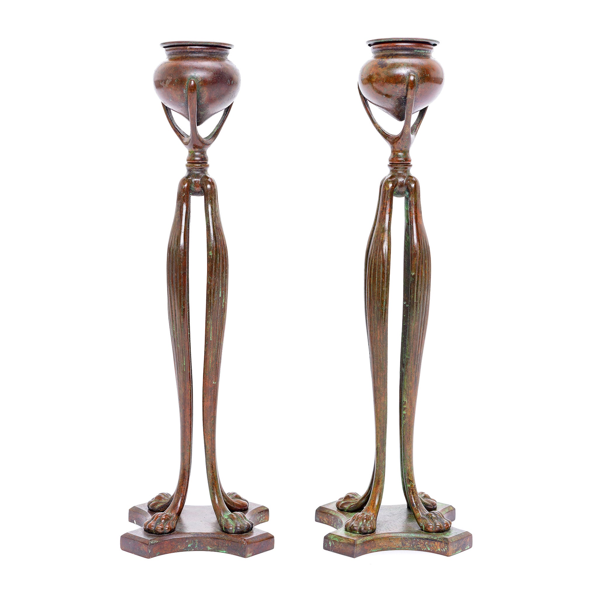 1910 Tiffany Studios Cats Paw Candlesticks – Antique Metalware – Regis ...