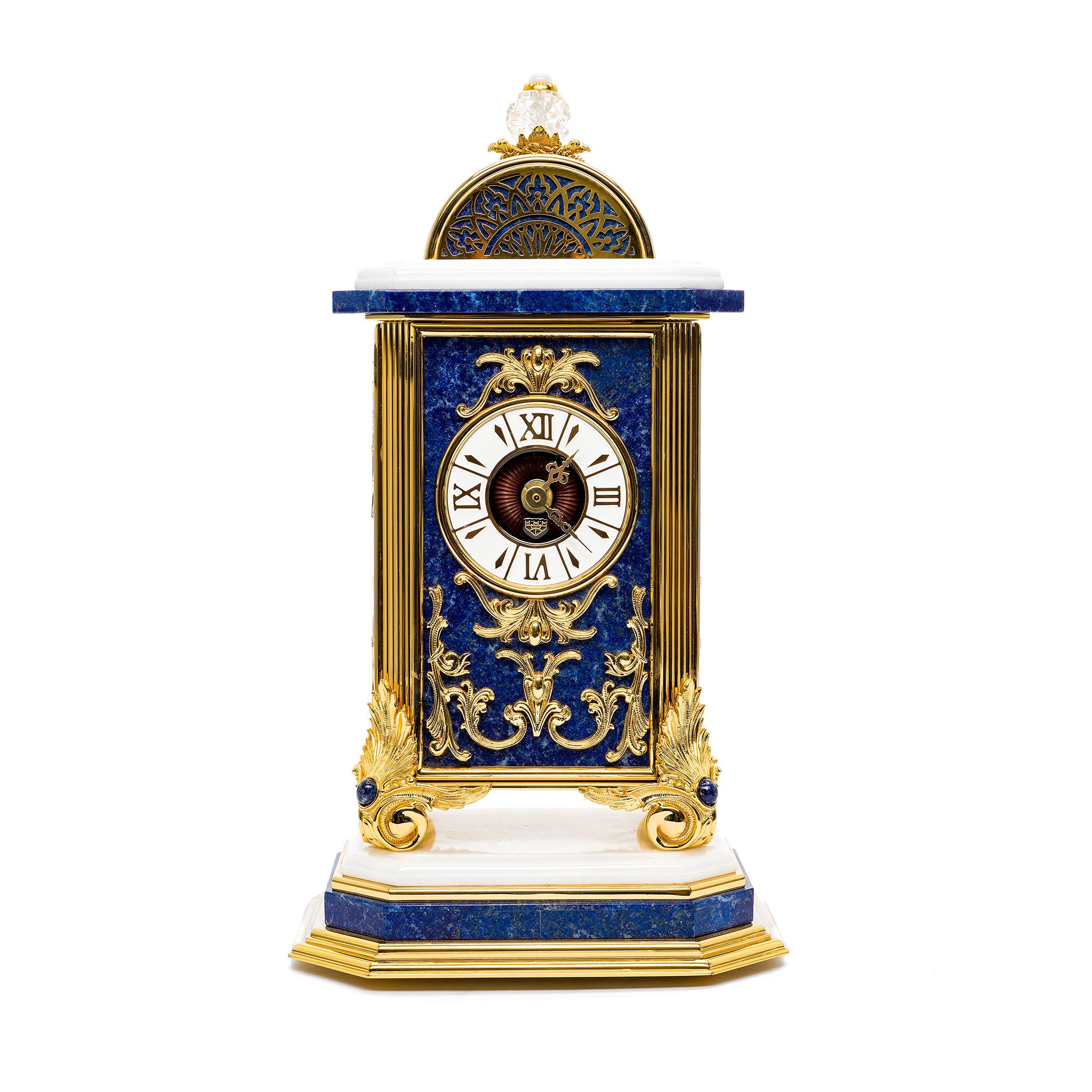 Luxurious Archimede Lapis Clock with Gold-Plated Bronzes and Marble ...