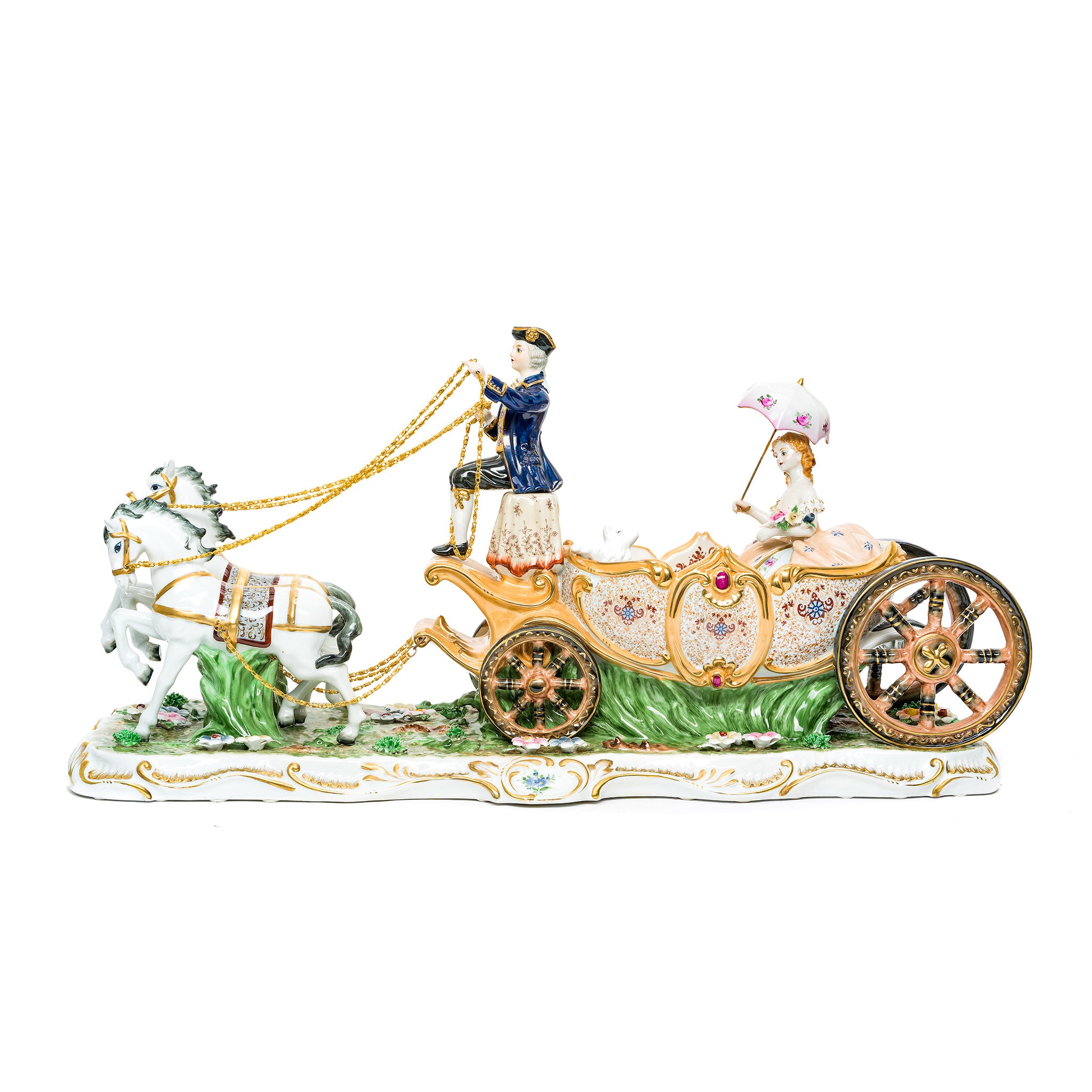 Enchanting Cinderella Carriage Porcelain Sculpture with Gilded Accents ...