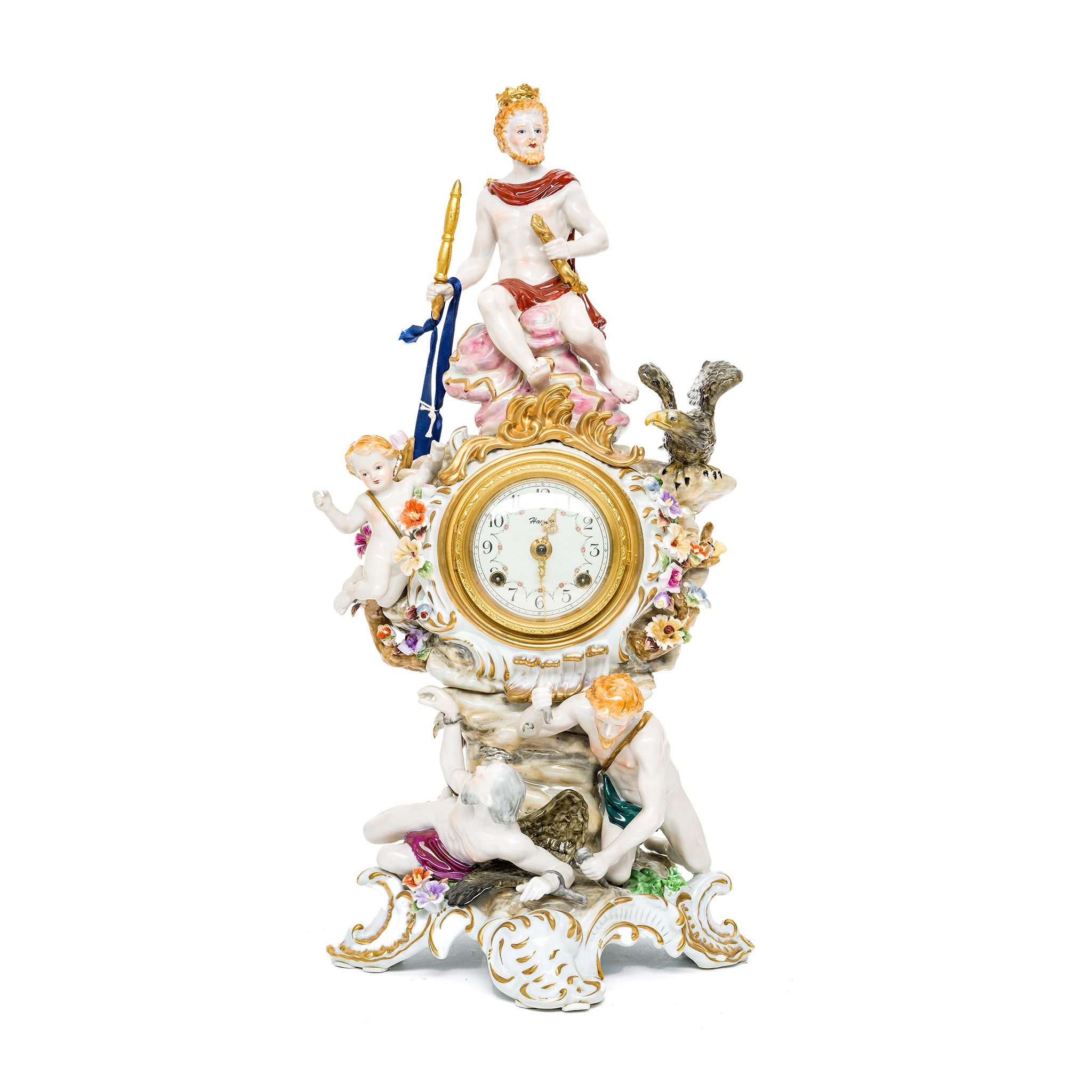 Majestic Dresden Porcelain Mantle Clock with Classical Figures – Regis ...