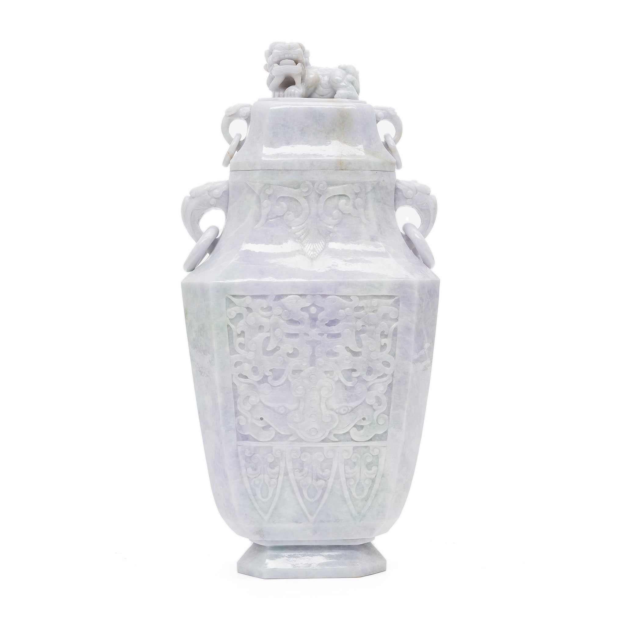 Hand-Carved Large Lavender Jade Vase | Exquisite Collector’s Piece ...