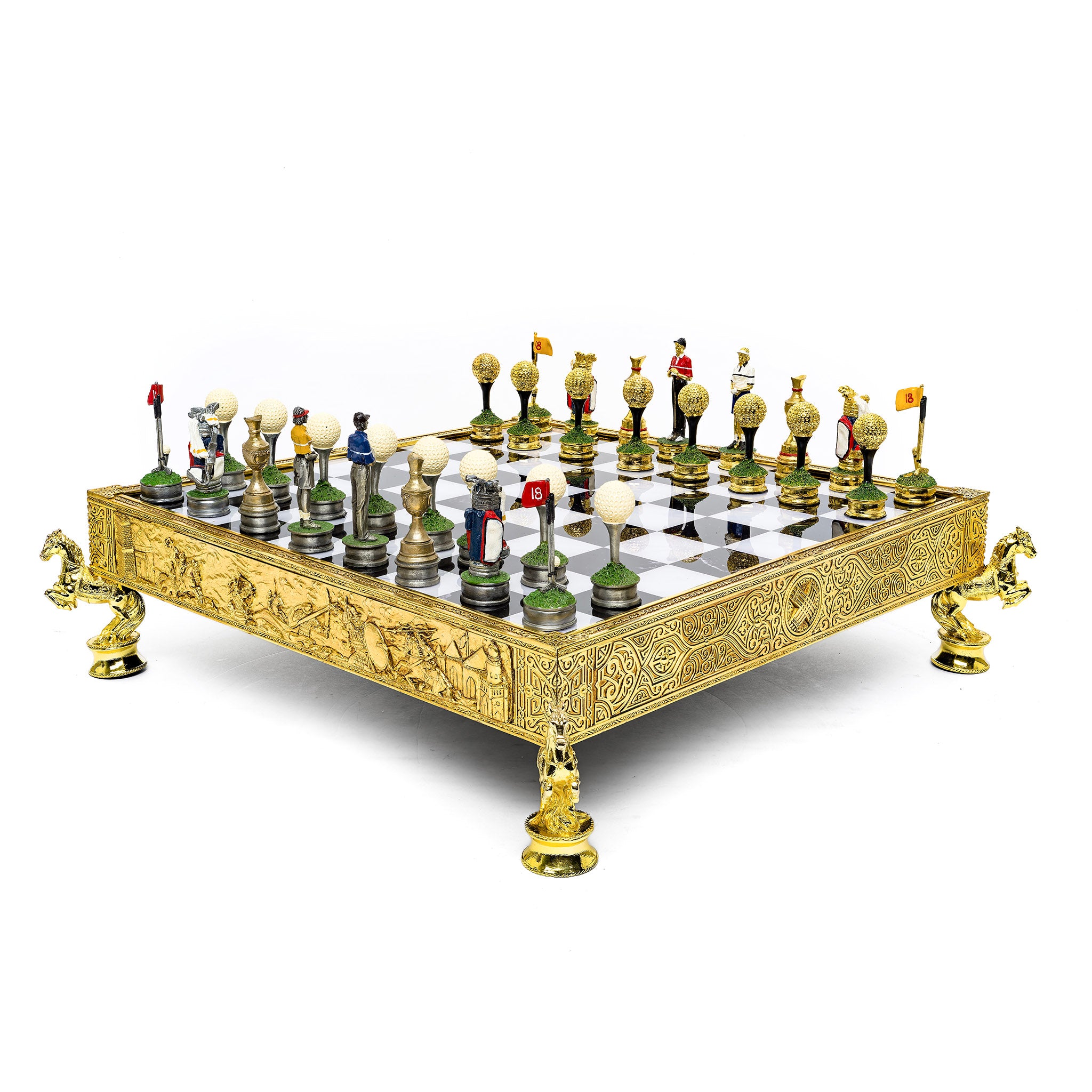 Golf Themed Chess Set with Gold Plated Board – Regis Galerie