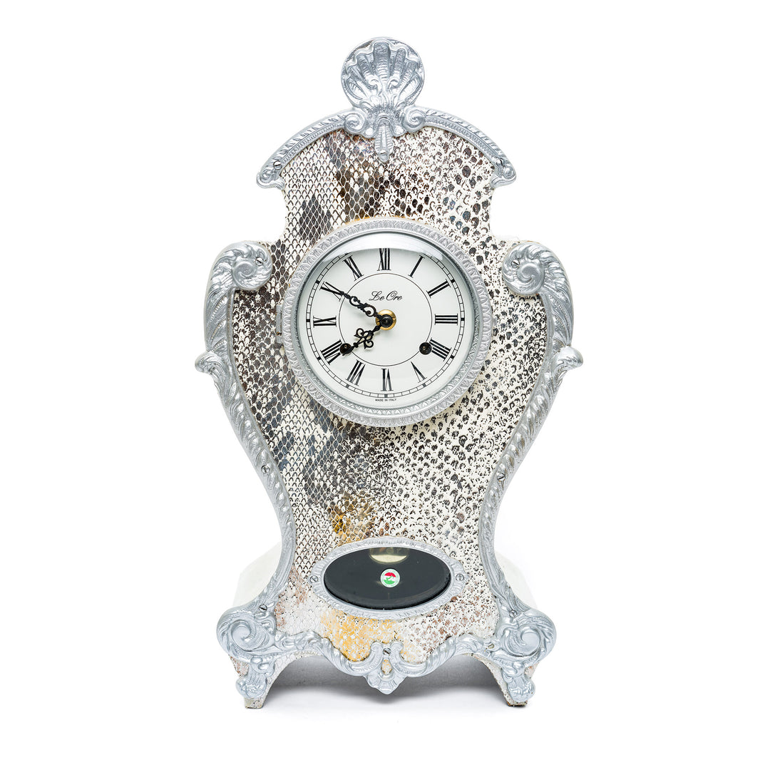 Handcrafted Italian Mother of Pearl Table Clock with Franze