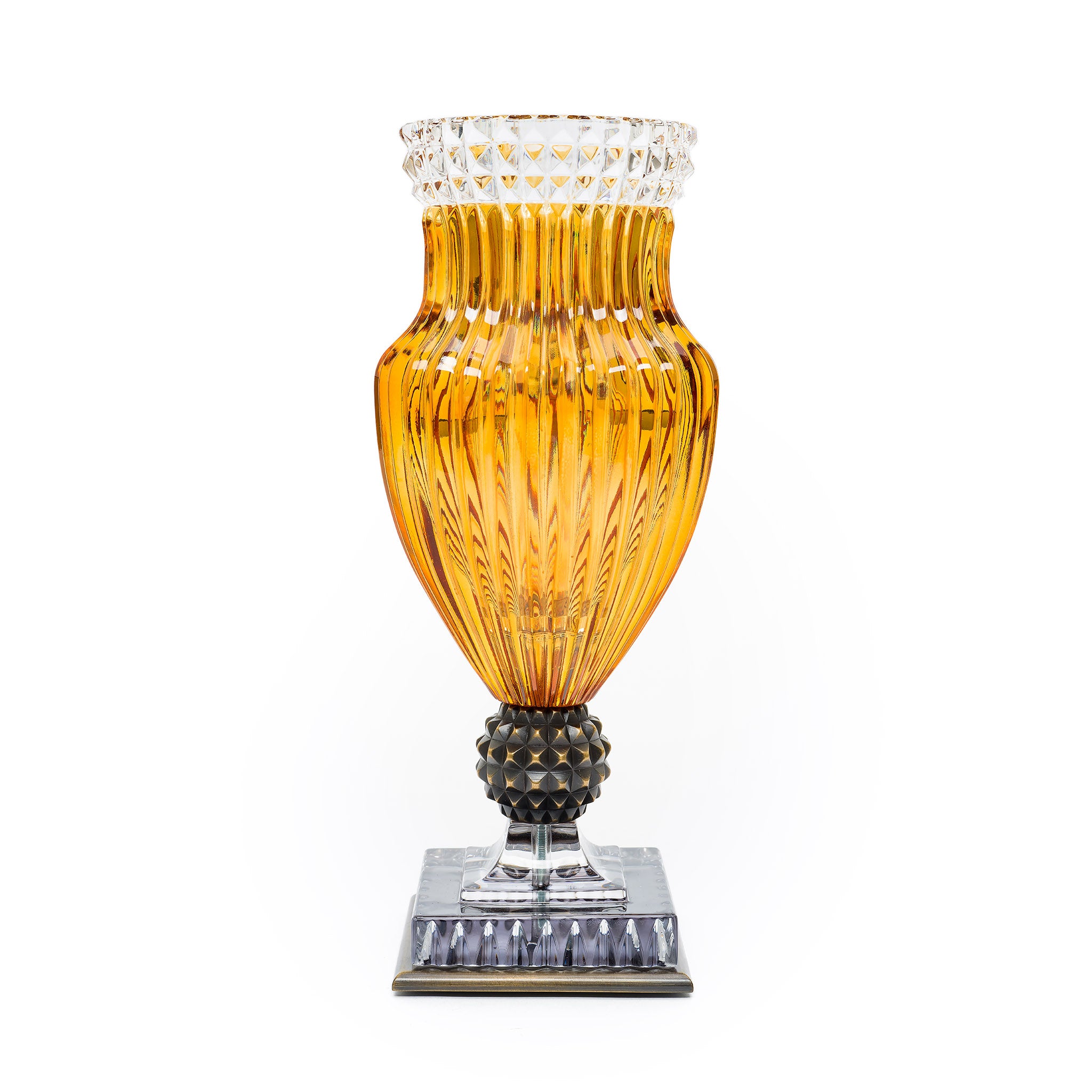 Elegant Amber Crystal Vase with Ribbed Design – Regis Galerie