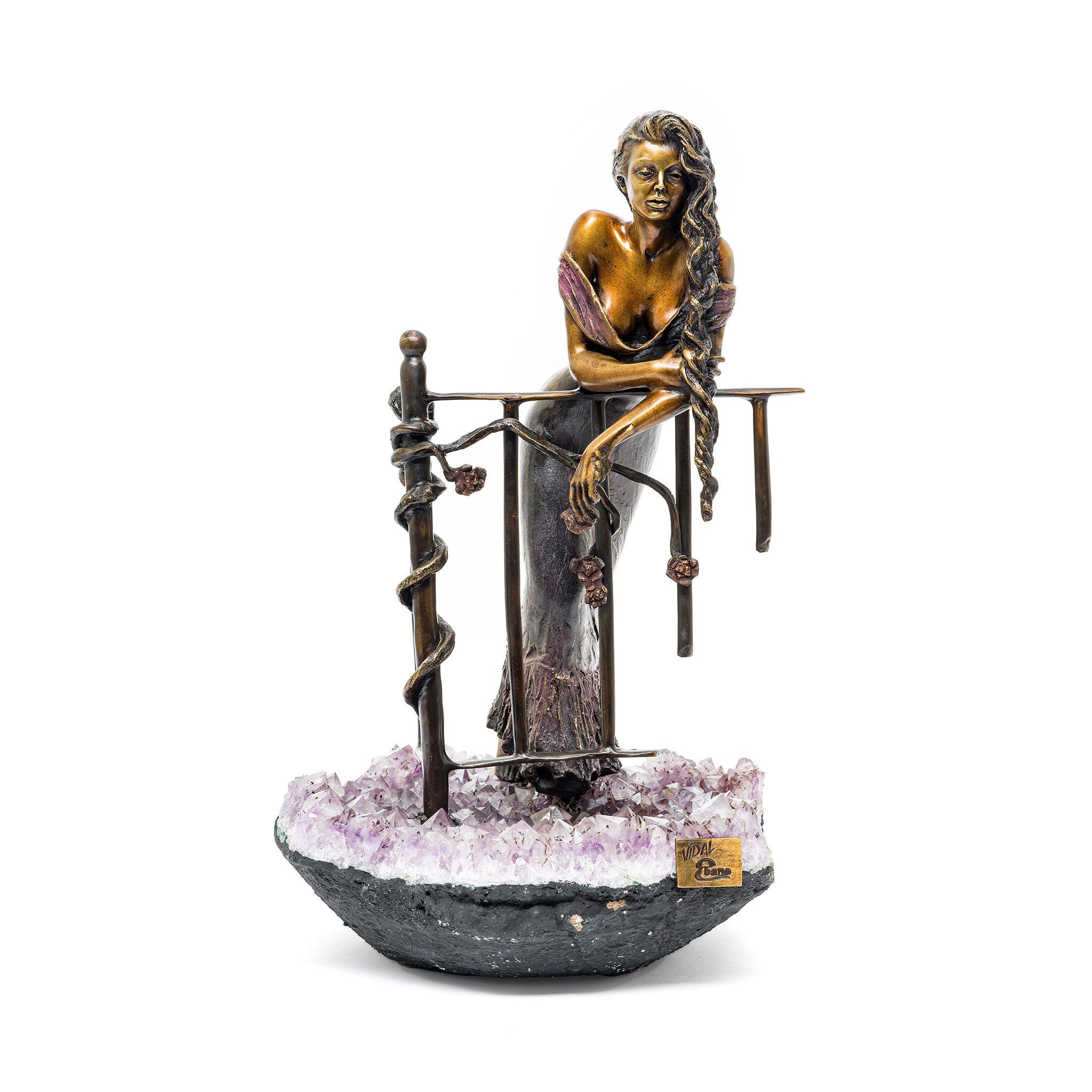 Judith Bronze Sculpture by Vidal on Amethyst Crystal Base – Regis Galerie