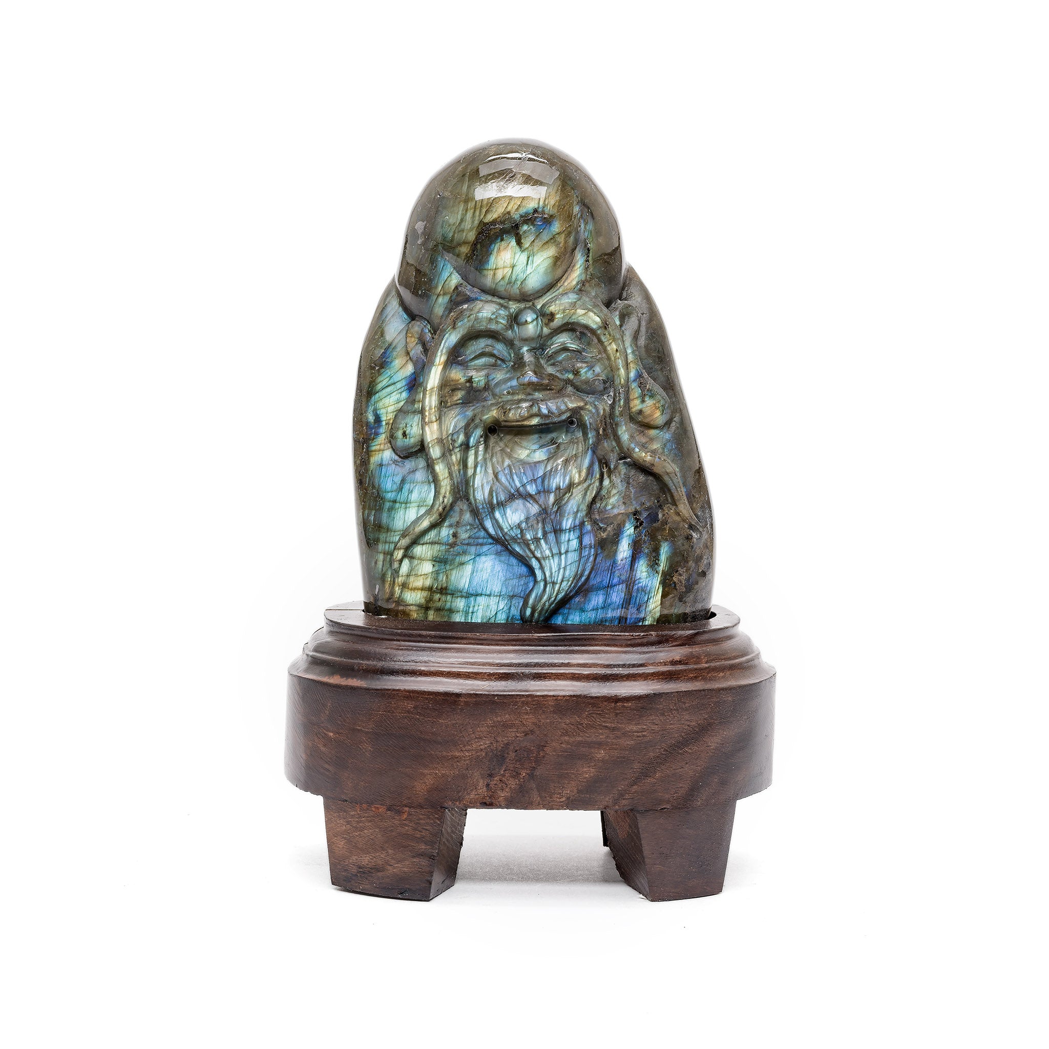 Labradorite God of Longevity Sculpture – Shou Lao in Crystal Form ...