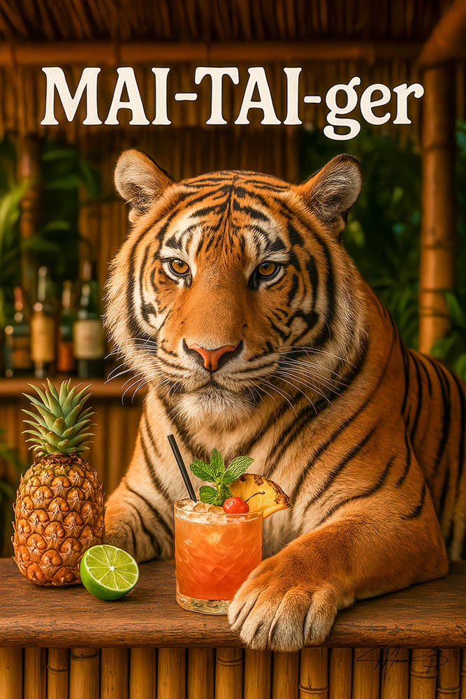 Mai-Tai-ger III | Exotic Tiger Art with Tropical Cocktail Charm – Regis ...