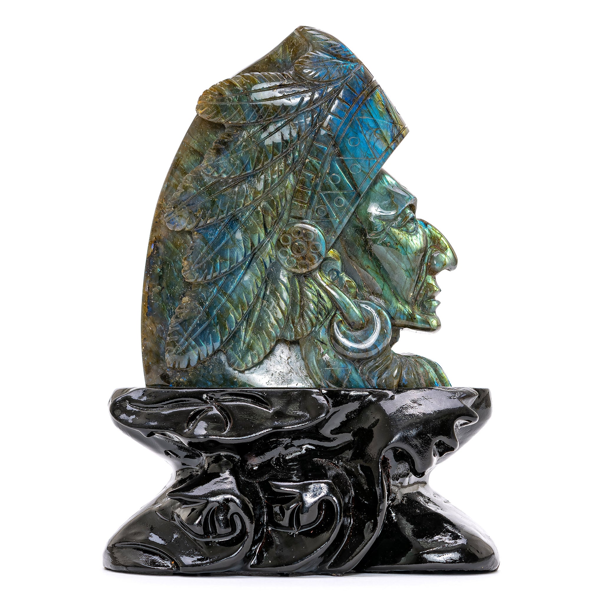 Mystical Labradorite Chief Sculpture: Hand-Carved Opal Power – Regis ...