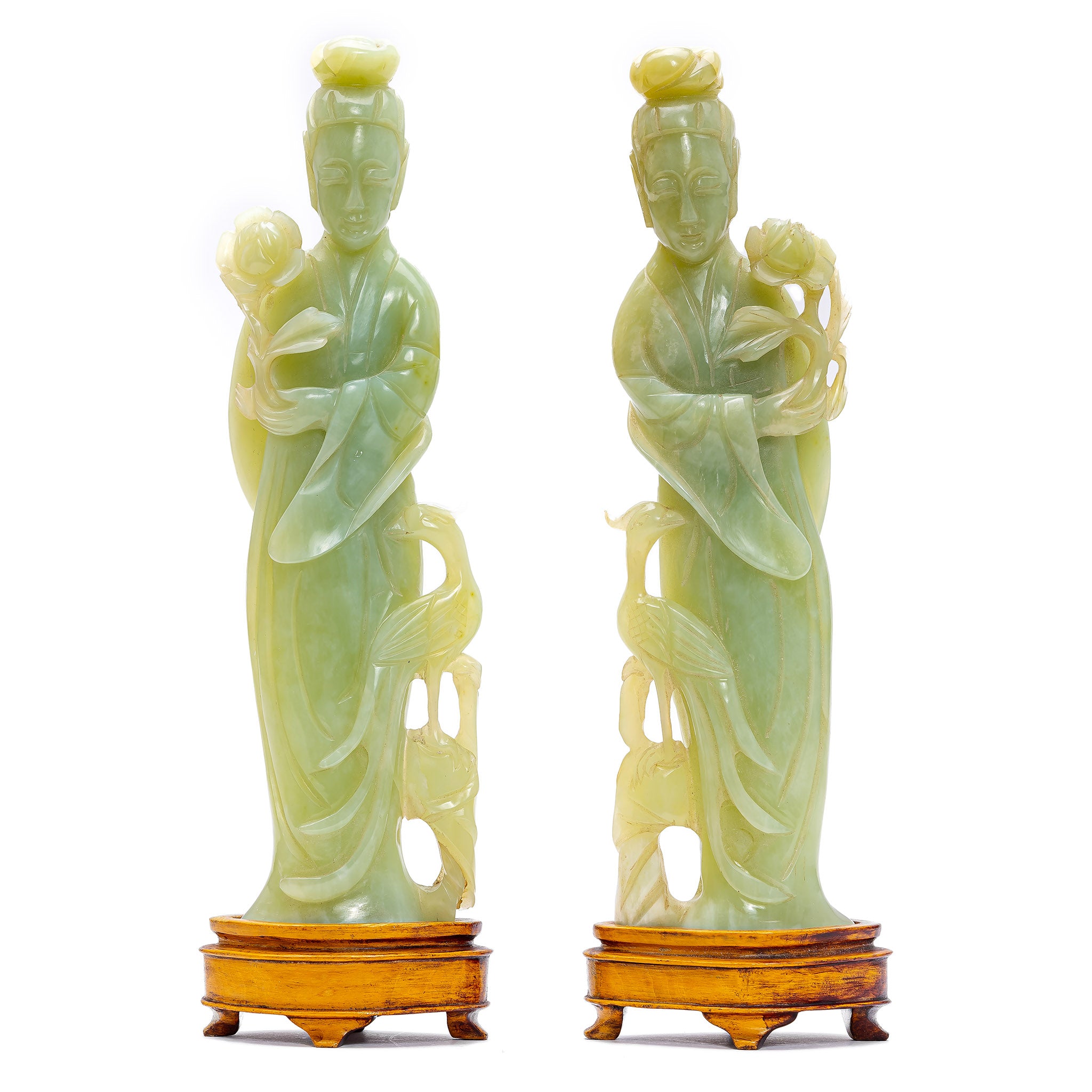 Captivating Pair Celadon Jade Maidens: Embodying Elegance & Symbolism ...