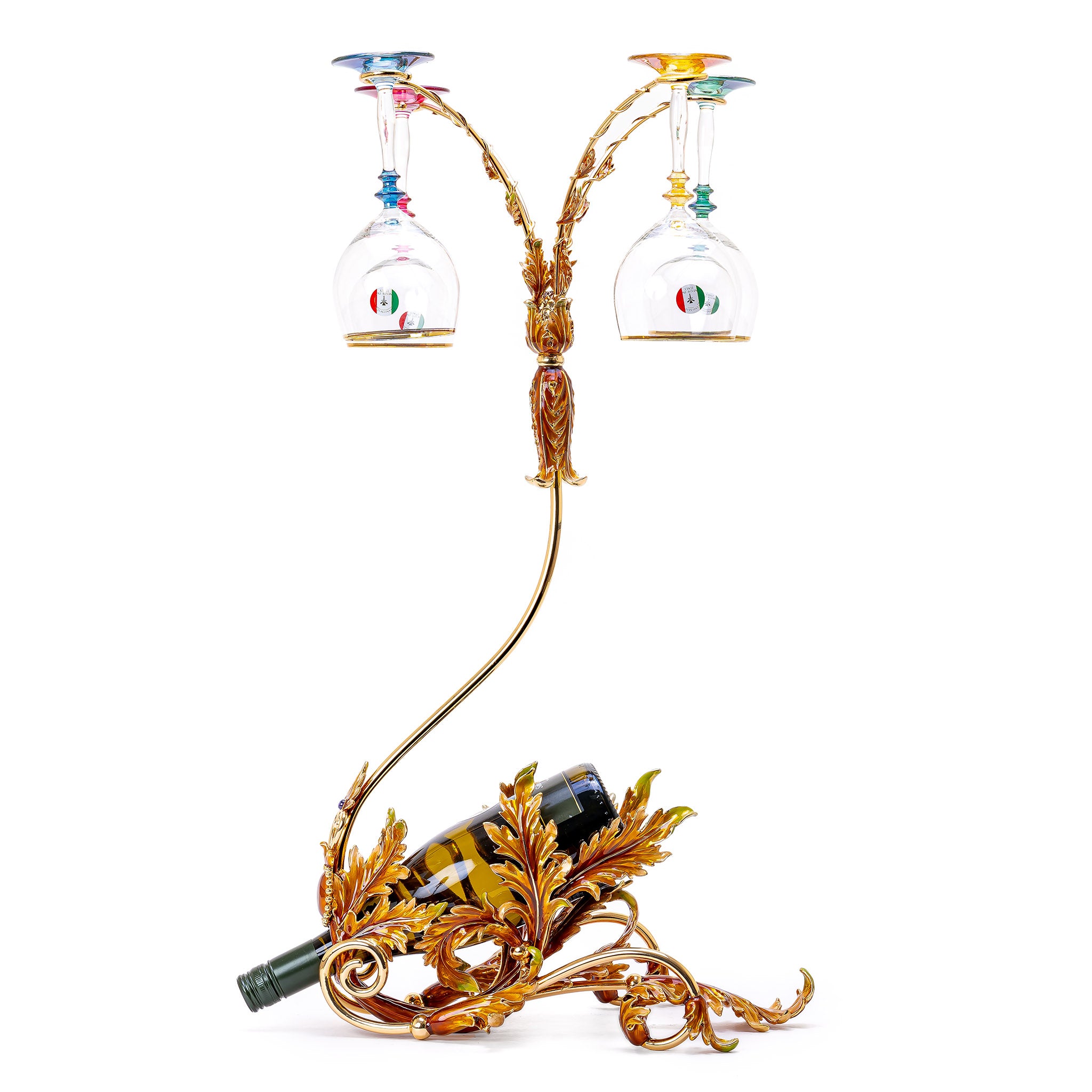Regis Galerie Gold Enamel Bronze Wine Holder: Exquisite Luxury