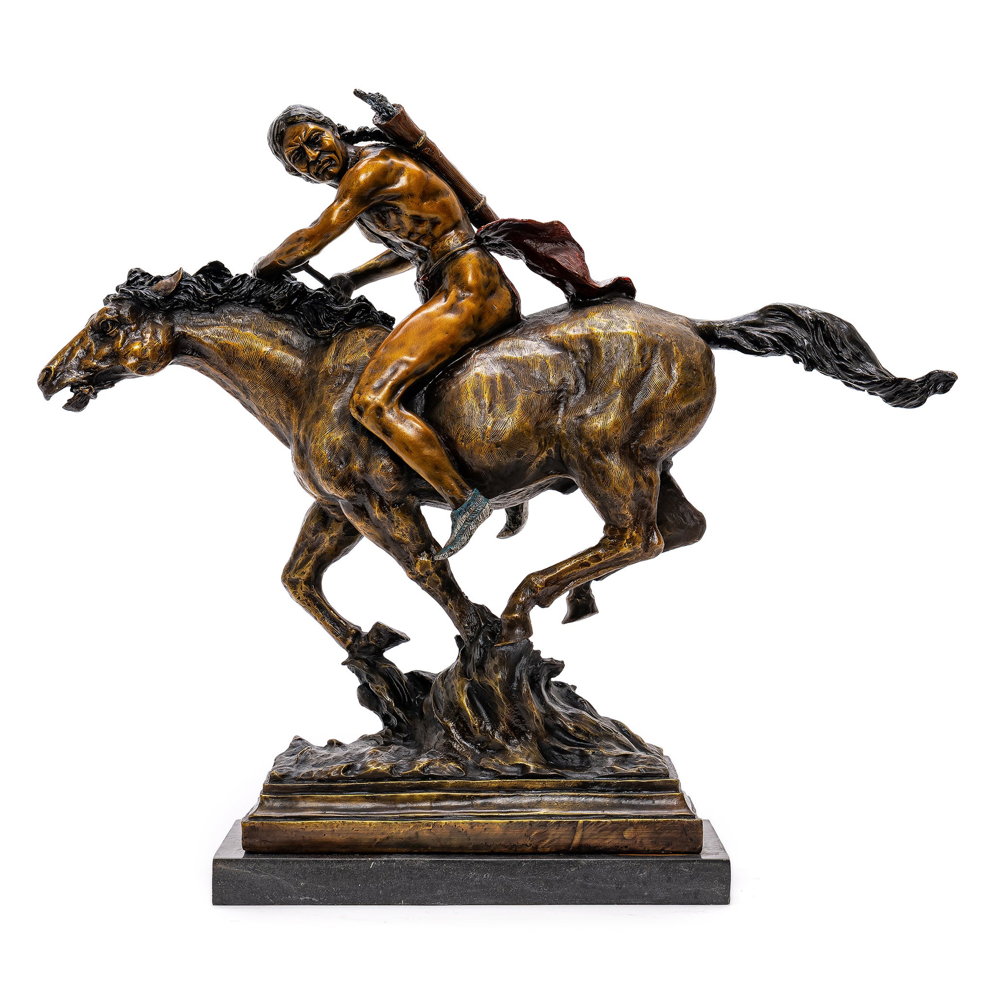 Experience the Splendor: Indian on Horse Bronze Sculpture – Regis Galerie