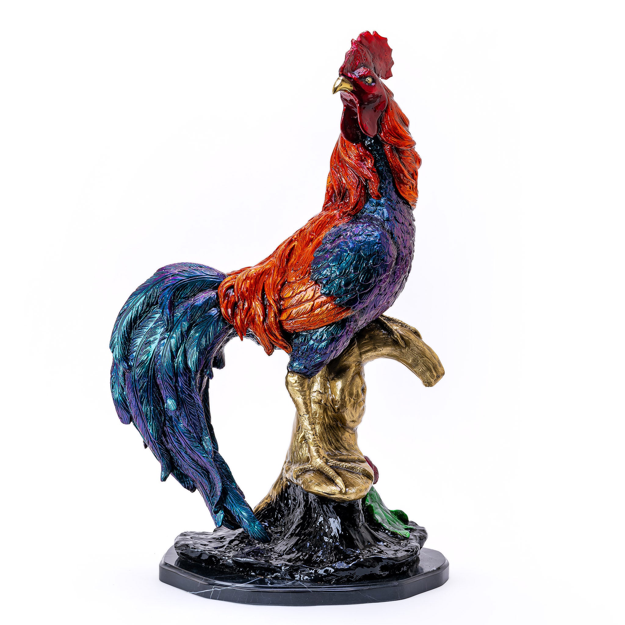 Hand-Painted Bronze Rooster Sculpture with Luxury Automotive Paints ...