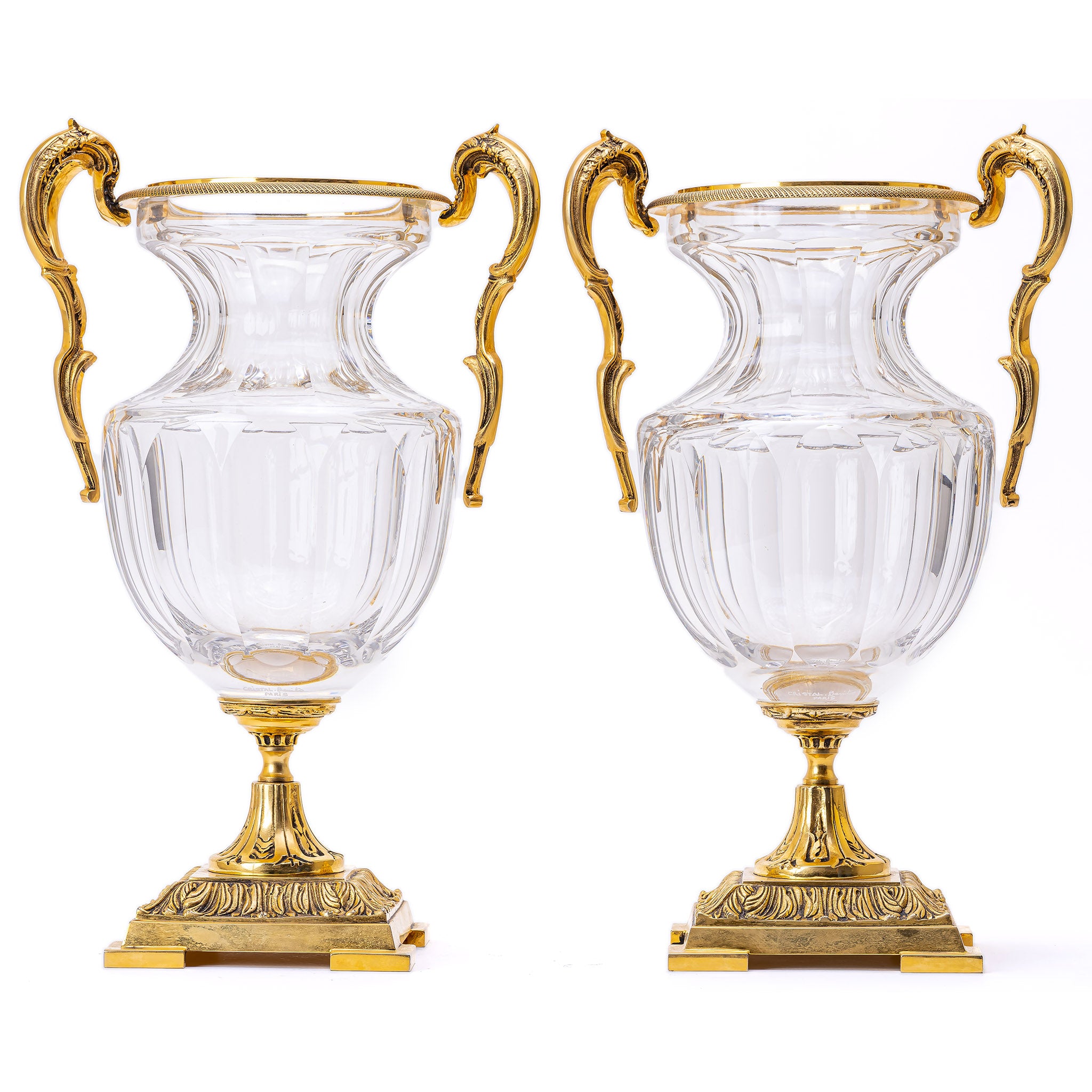 Pair of Clear Crystal Urns by Cristal Benito & Fils: Exquisite Elegance ...