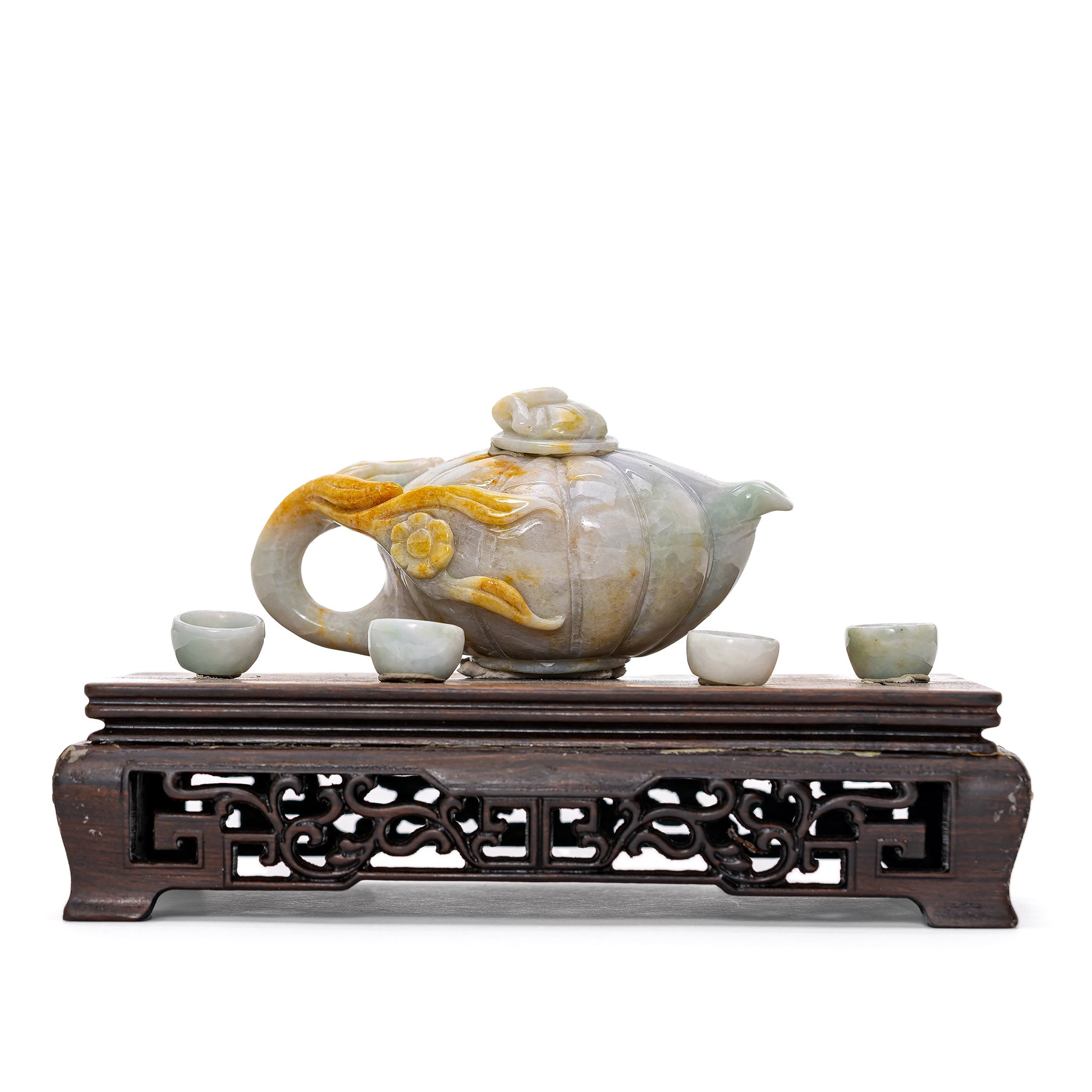 Miniature Pumpkin-Shaped Jade Tea Set with Russet Highlights – Regis ...