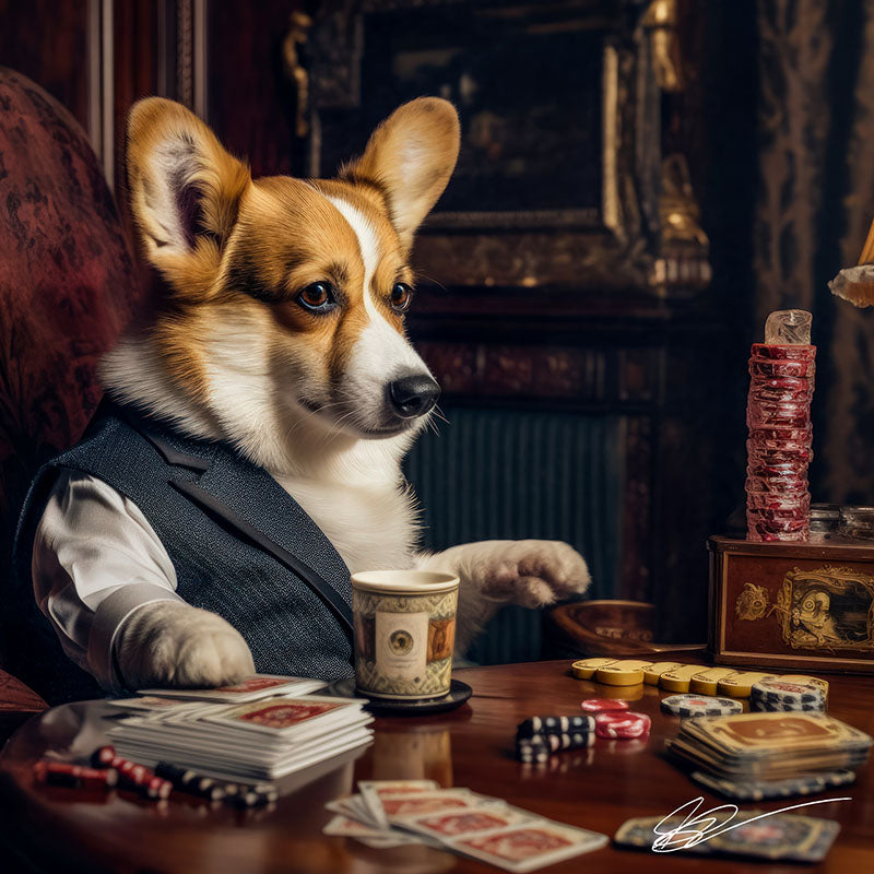 Card Shark Corg, Corgi artistic creations on stunning Chroma